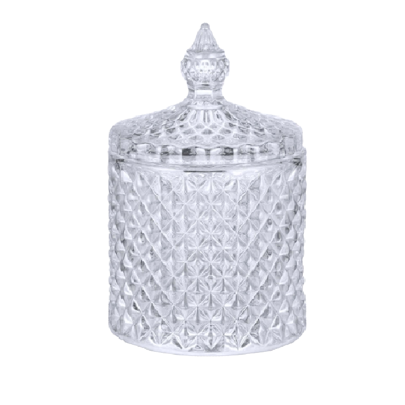 Glass Storage Jar With Lid Diamond Cut Design – SUN ONLINE